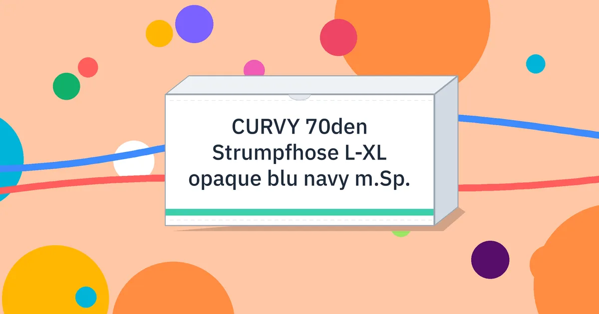 Symbolbild: Packung mit der Aufschrift CURVY 70den Strumpfhose L-XL opaque blu navy m.Sp. (PZN 16175948) – Verfügbarkeit und Bezug in Apotheken in Frankfurt am Main