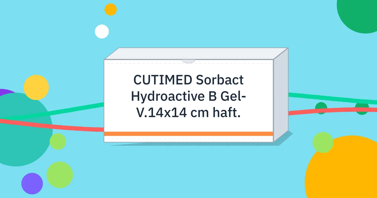 Symbolbild: Packung mit der Aufschrift CUTIMED Sorbact Hydroactive B Gel-V.14x14 cm haft. (PZN 15378508) – Verfügbarkeit und Bezug in Apotheken in Frankfurt am Main