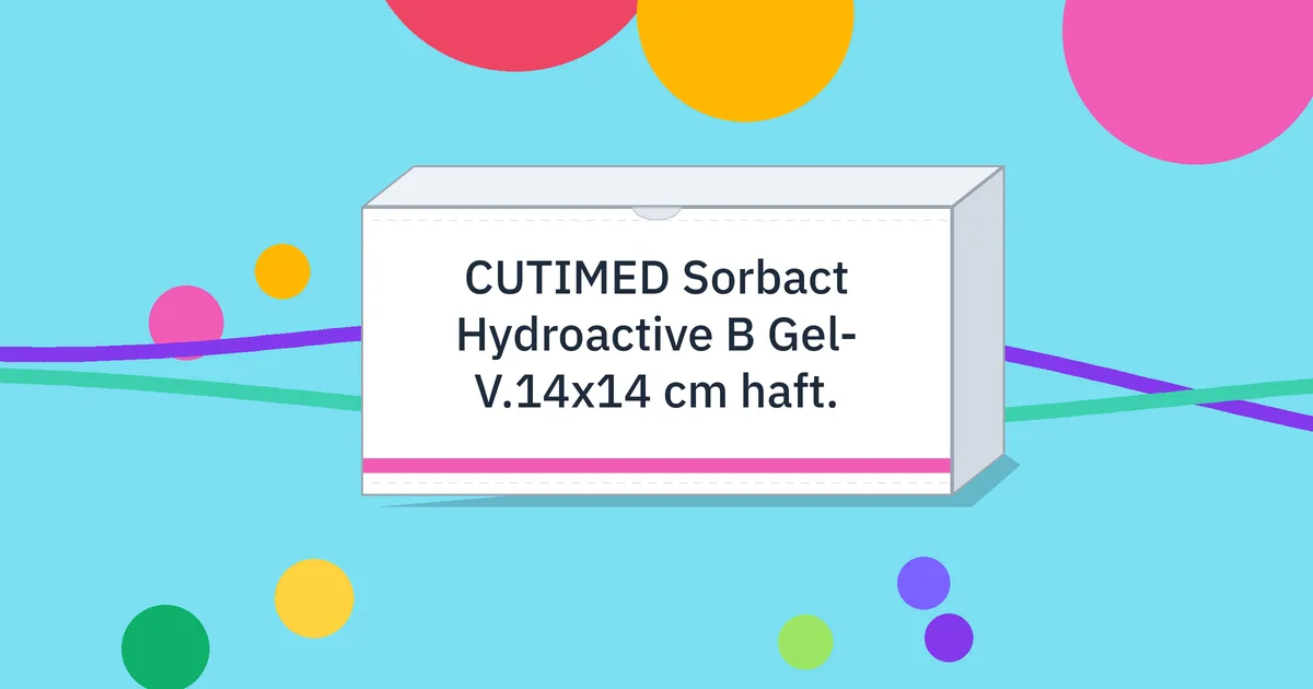 Symbolbild: Packung mit der Aufschrift CUTIMED Sorbact Hydroactive B Gel-V.14x14 cm haft. (PZN 19507397) – Verfügbarkeit und Bezug in Apotheken in Frankfurt am Main