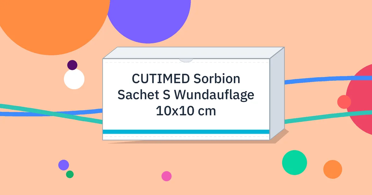 Symbolbild: Packung mit der Aufschrift CUTIMED Sorbion Sachet S Wundauflage 10x10 cm (PZN 11361379) – Verfügbarkeit und Bezug in Apotheken in Frankfurt am Main