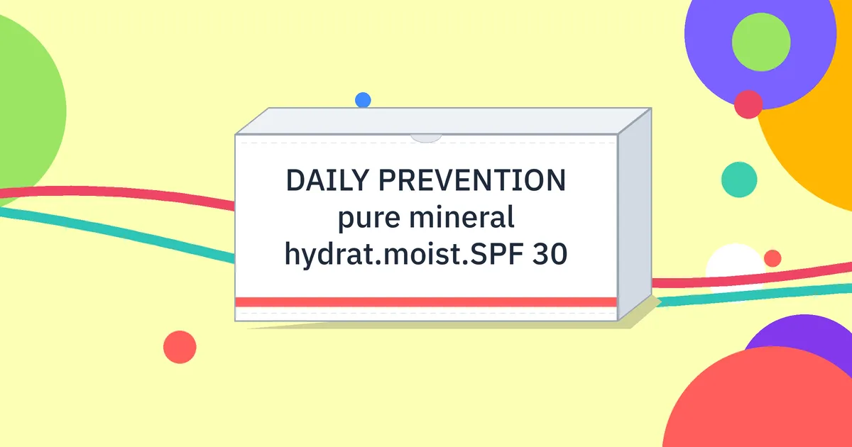 Symbolbild: Packung mit der Aufschrift DAILY PREVENTION pure mineral hydrat.moist.SPF 30 (PZN 19384575) – Verfügbarkeit und Bezug in Apotheken in Frankfurt am Main