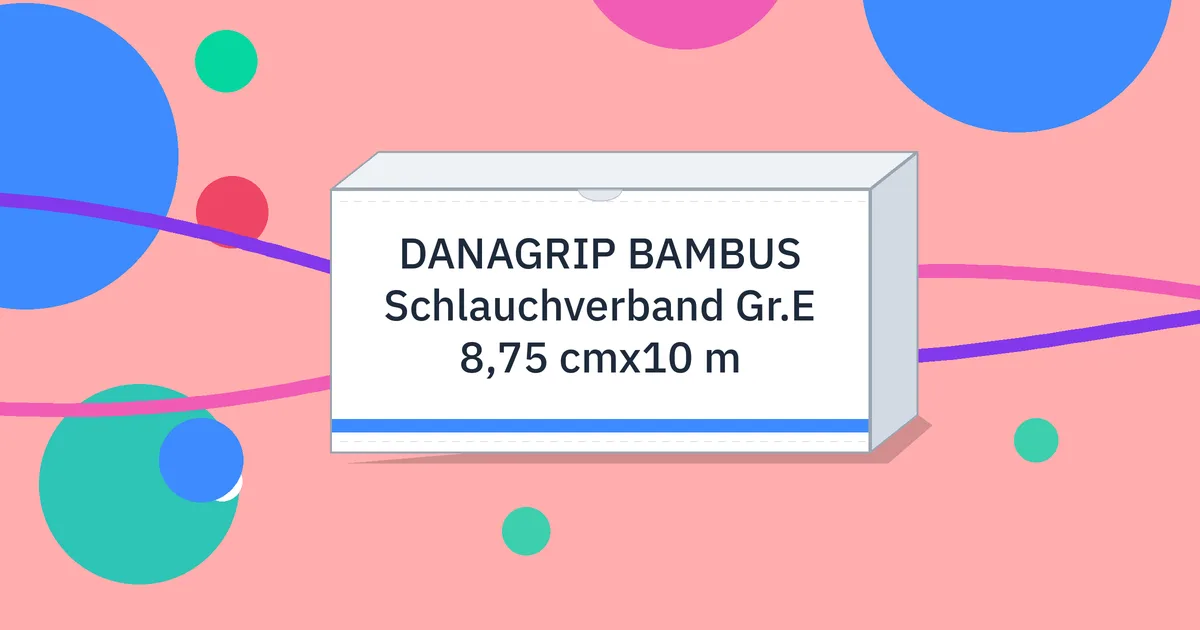 Symbolbild: Packung mit der Aufschrift DANAGRIP BAMBUS Schlauchverband Gr.E 8,75 cmx10 m (PZN 18368491) – Verfügbarkeit und Bezug in Apotheken in Frankfurt am Main