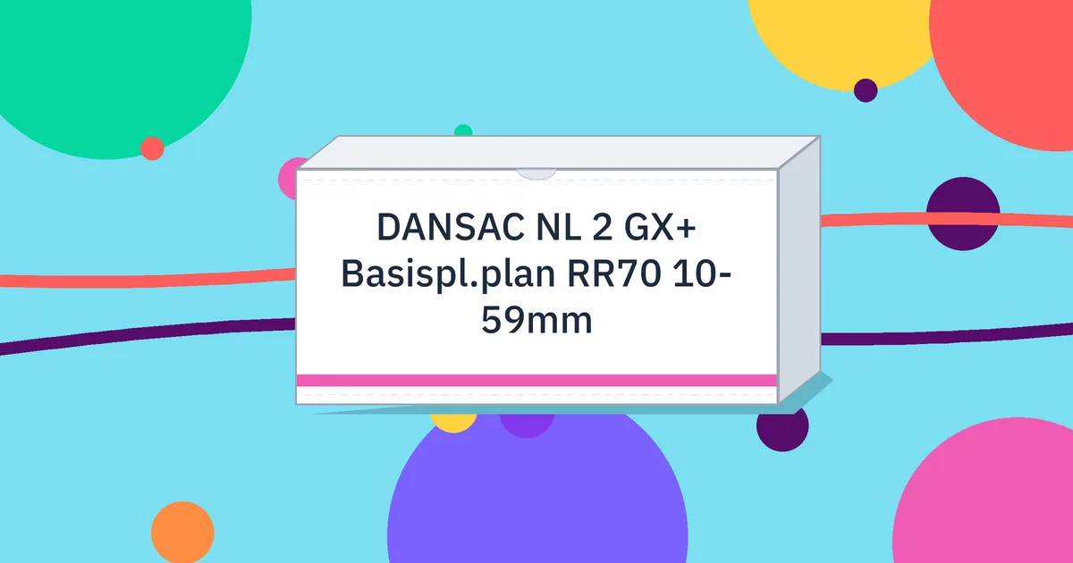 Symbolbild: Packung mit der Aufschrift DANSAC NL 2 GX+ Basispl.plan RR70 10-59mm (PZN 10920405) – Verfügbarkeit und Bezug in Apotheken in Frankfurt am Main