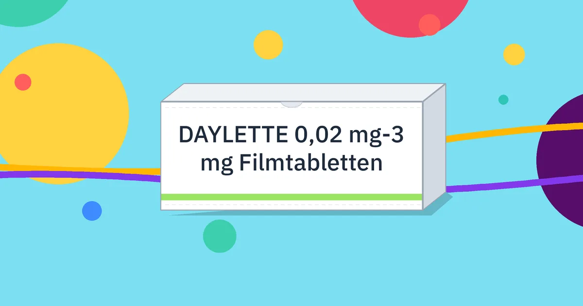 Symbolbild: Packung mit der Aufschrift DAYLETTE 0,02 mg-3 mg Filmtabletten (PZN 11336080) – Verfügbarkeit und Bezug in Apotheken in Frankfurt am Main
