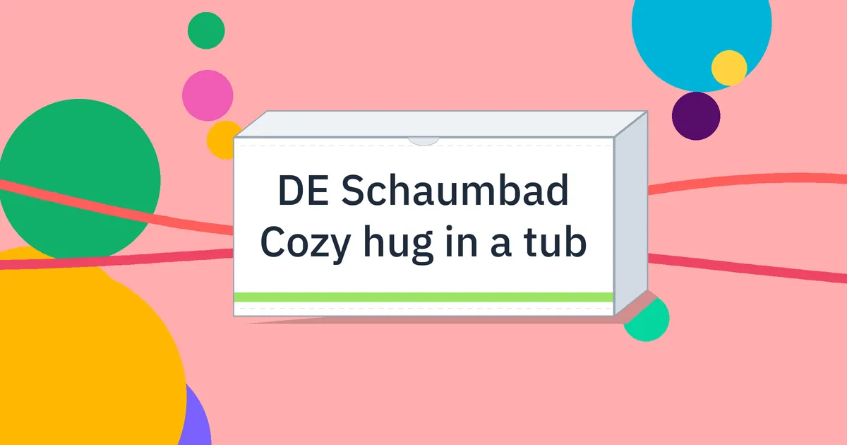 Symbolbild: Packung mit der Aufschrift DE Schaumbad Cozy hug in a tub (PZN 19279996) – Verfügbarkeit und Bezug in Apotheken in Frankfurt am Main