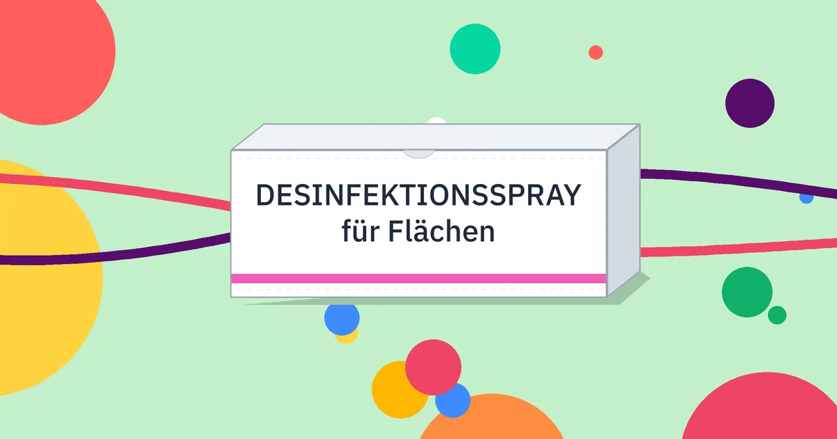 Symbolbild: Packung mit der Aufschrift DESINFEKTIONSSPRAY für Flächen (PZN 09303989) – Verfügbarkeit und Bezug in Apotheken in Frankfurt am Main