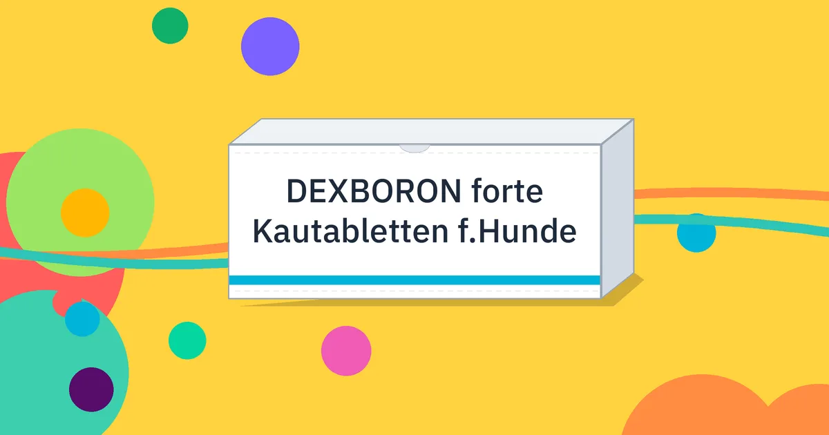 Symbolbild: Packung mit der Aufschrift DEXBORON forte Kautabletten f.Hunde (PZN 17834821) – Verfügbarkeit und Bezug in Apotheken in Frankfurt am Main