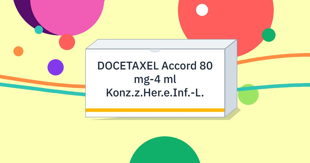 Symbolbild: Packung mit der Aufschrift DOCETAXEL Accord 80 mg-4 ml Konz.z.Her.e.Inf.-L. (PZN 09948887) – Verfügbarkeit und Bezug in Apotheken in Frankfurt am Main