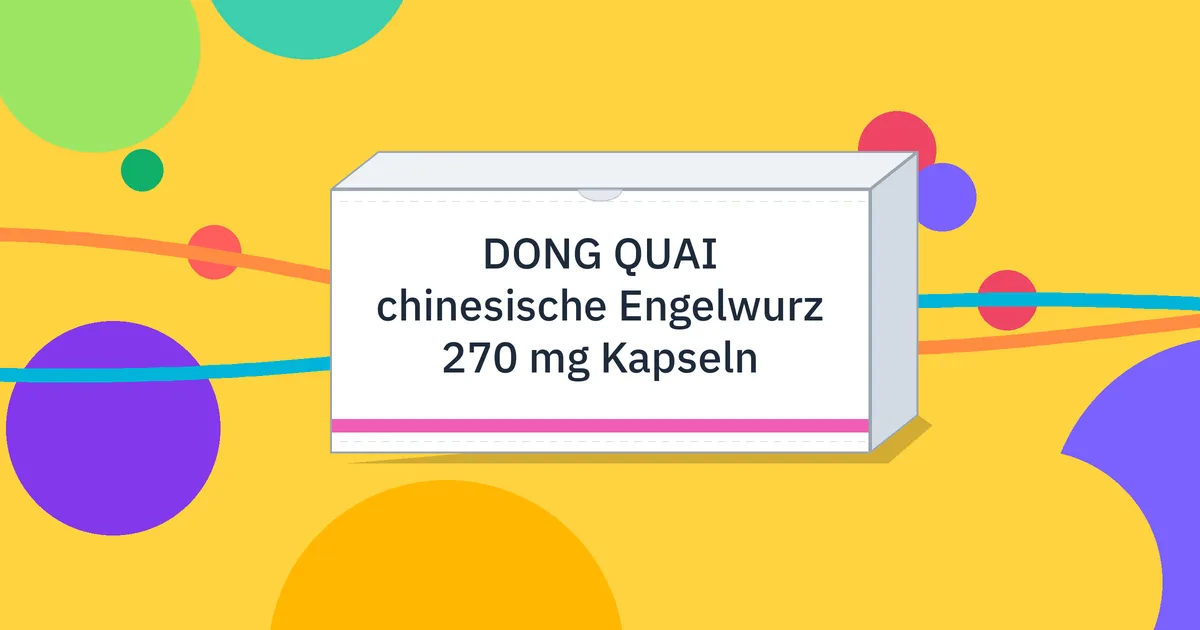 Symbolbild: Packung mit der Aufschrift DONG QUAI chinesische Engelwurz 270 mg Kapseln (PZN 18216137) – Verfügbarkeit und Bezug in Apotheken in Frankfurt am Main