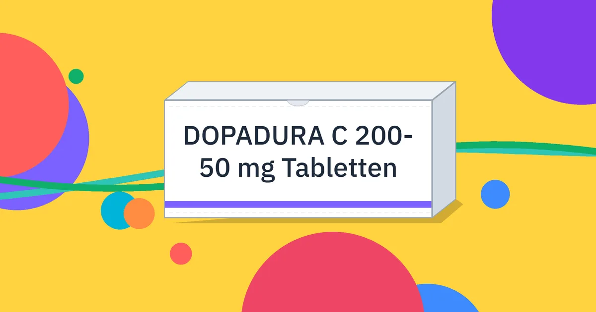 Symbolbild: Packung mit der Aufschrift DOPADURA C 200-50 mg Tabletten (PZN 00673526) – Verfügbarkeit und Bezug in Apotheken in Frankfurt am Main