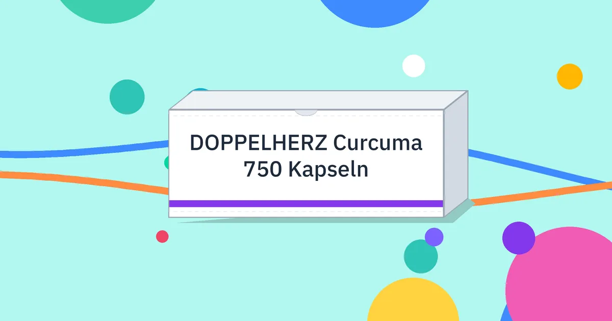 Symbolbild: Packung mit der Aufschrift DOPPELHERZ Curcuma 750 Kapseln (PZN 15889806) – Verfügbarkeit und Bezug in Apotheken in Frankfurt am Main