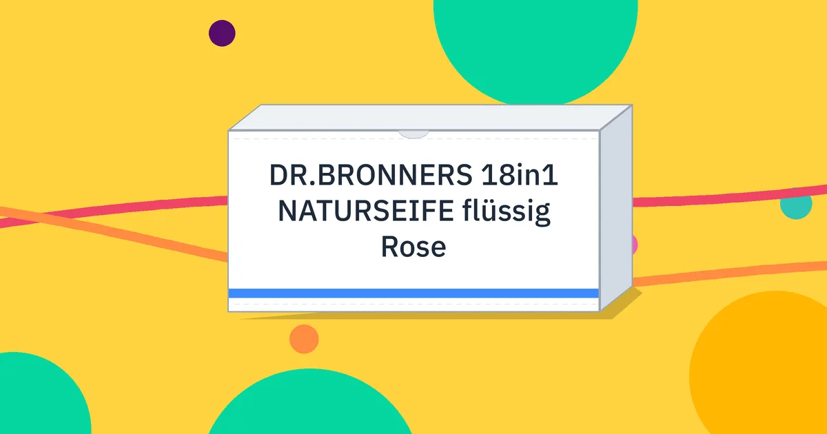 Symbolbild: Packung mit der Aufschrift DR.BRONNERS 18in1 NATURSEIFE flüssig Rose (PZN 19241717) – Verfügbarkeit und Bezug in Apotheken in Frankfurt am Main