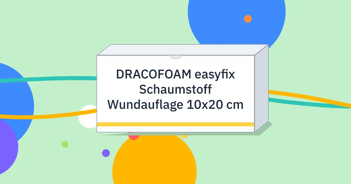 Symbolbild: Packung mit der Aufschrift DRACOFOAM easyfix Schaumstoff Wundauflage 10x20 cm (PZN 19156845) – Verfügbarkeit und Bezug in Apotheken in Frankfurt am Main