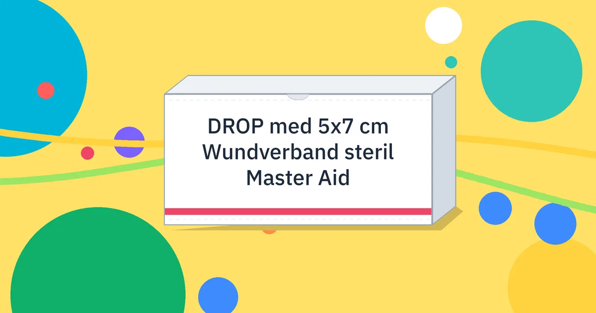 Symbolbild: Packung mit der Aufschrift DROP med 5x7 cm Wundverband steril Master Aid (PZN 20111753) – Verfügbarkeit und Bezug in Apotheken in Frankfurt am Main