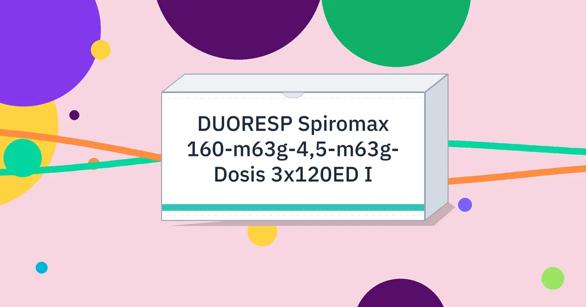 Symbolbild: Packung mit der Aufschrift DUORESP Spiromax 160-m63g-4,5-m63g-Dosis 3x120ED I (PZN 12308967) – Verfügbarkeit und Bezug in Apotheken in Frankfurt am Main
