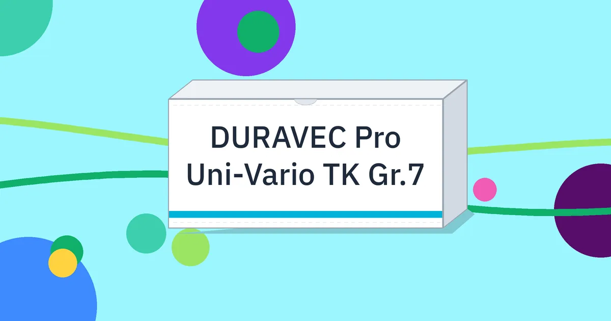 Symbolbild: Packung mit der Aufschrift DURAVEC Pro Uni-Vario TK Gr.7 (PZN 19272876) – Verfügbarkeit und Bezug in Apotheken in Frankfurt am Main
