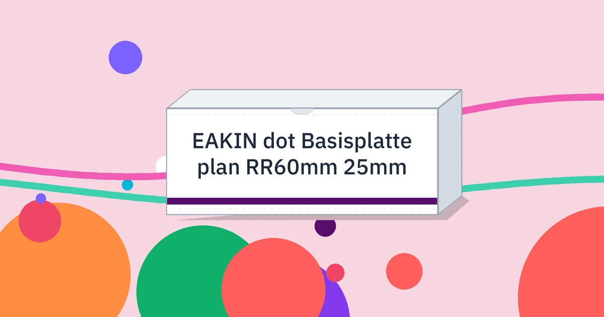 Symbolbild: Packung mit der Aufschrift EAKIN dot Basisplatte plan RR60mm 25mm (PZN 11870520) – Verfügbarkeit und Bezug in Apotheken in Frankfurt am Main