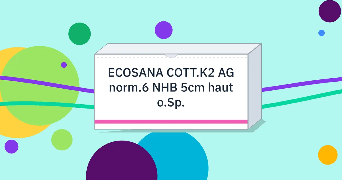 Symbolbild: Packung mit der Aufschrift ECOSANA COTT.K2 AG norm.6 NHB 5cm haut o.Sp. (PZN 16950873) – Verfügbarkeit und Bezug in Apotheken in Frankfurt am Main