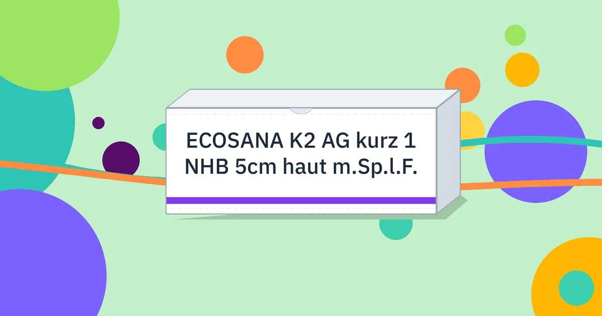 Symbolbild: Packung mit der Aufschrift ECOSANA K2 AG kurz 1 NHB 5cm haut m.Sp.l.F. (PZN 10954841) – Verfügbarkeit und Bezug in Apotheken in Frankfurt am Main
