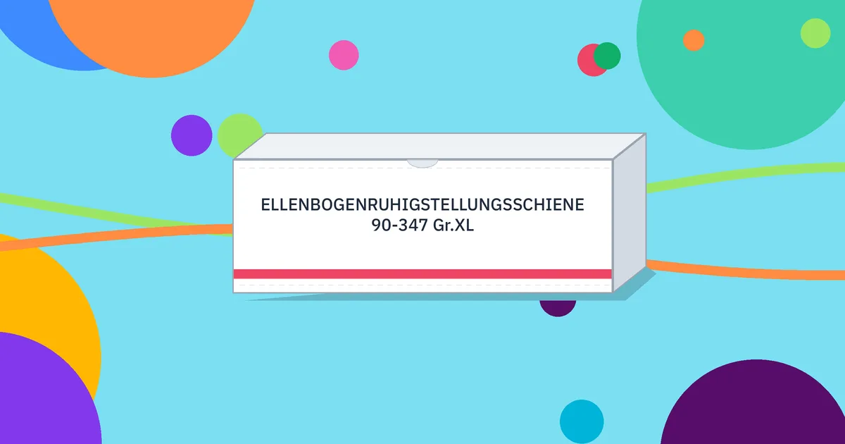 Symbolbild: Packung mit der Aufschrift ELLENBOGENRUHIGSTELLUNGSSCHIENE 90-347 Gr.XL (PZN 10167600) – Verfügbarkeit und Bezug in Apotheken in Frankfurt am Main