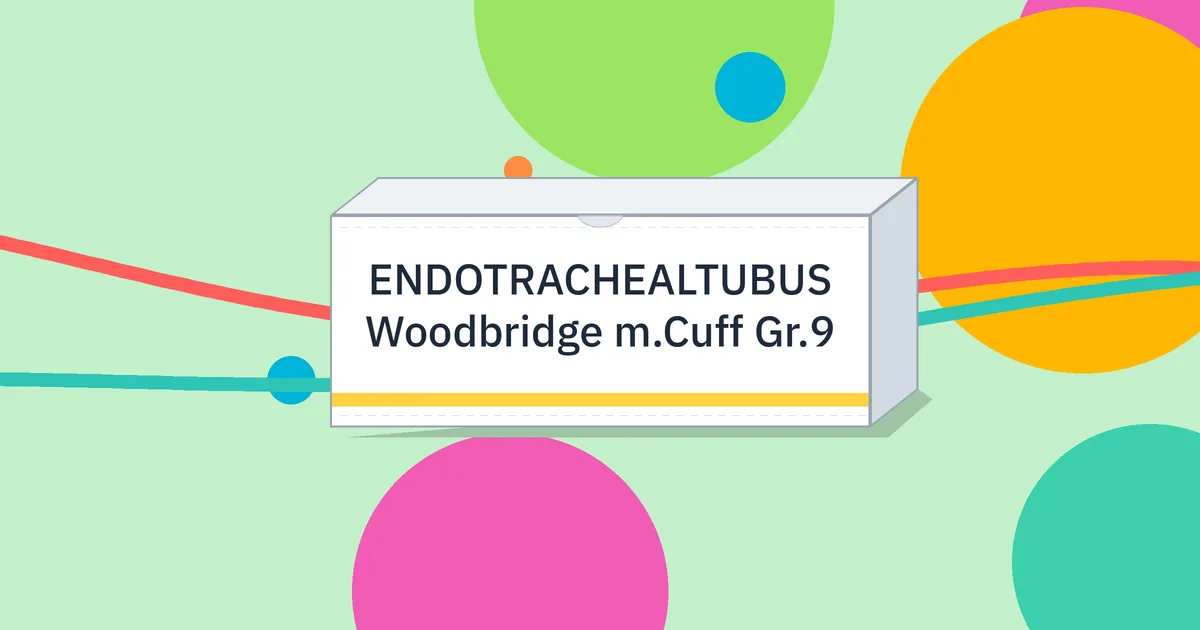 Symbolbild: Packung mit der Aufschrift ENDOTRACHEALTUBUS Woodbridge m.Cuff Gr.9 (PZN 04878171) – Verfügbarkeit und Bezug in Apotheken in Frankfurt am Main
