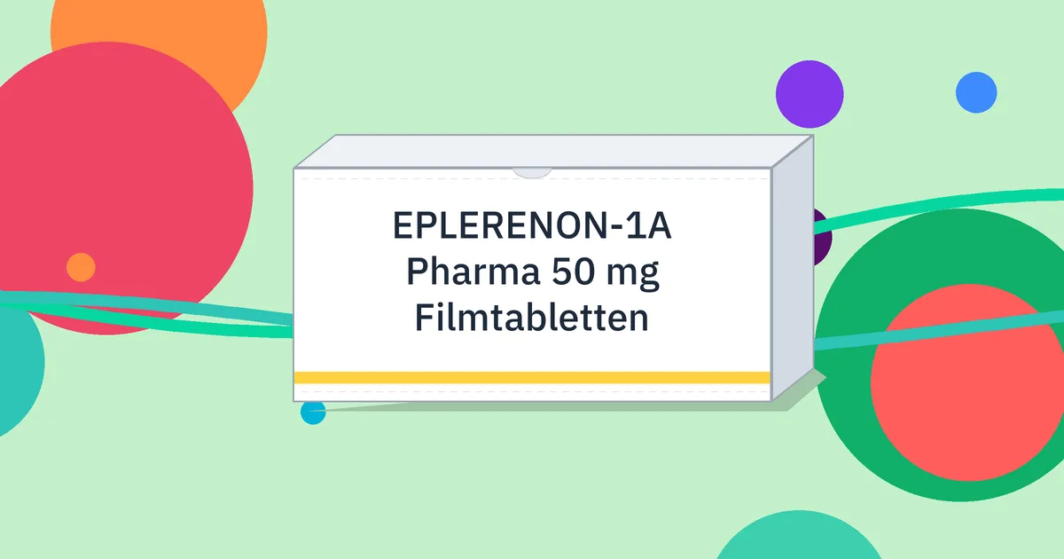 Symbolbild: Packung mit der Aufschrift EPLERENON-1A Pharma 50 mg Filmtabletten (PZN 10991210) – Verfügbarkeit und Bezug in Apotheken in Frankfurt am Main
