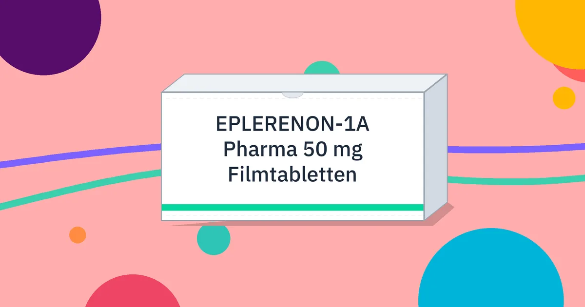 Symbolbild: Packung mit der Aufschrift EPLERENON-1A Pharma 50 mg Filmtabletten (PZN 10991227) – Verfügbarkeit und Bezug in Apotheken in Frankfurt am Main