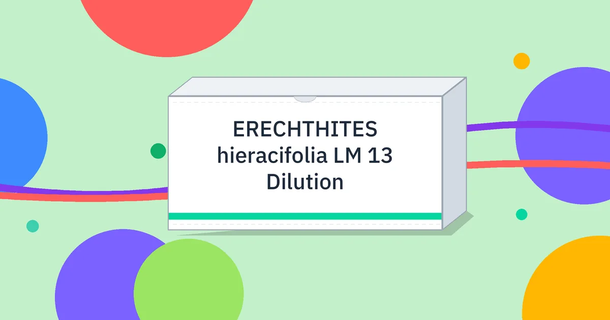 Symbolbild: Packung mit der Aufschrift ERECHTHITES hieracifolia LM 13 Dilution (PZN 13474366) – Verfügbarkeit und Bezug in Apotheken in Frankfurt am Main