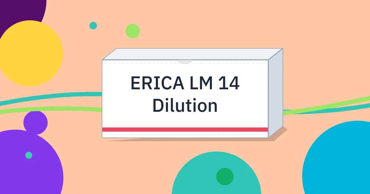 Symbolbild: Packung mit der Aufschrift ERICA LM 14 Dilution (PZN 13477695) – Verfügbarkeit und Bezug in Apotheken in Frankfurt am Main