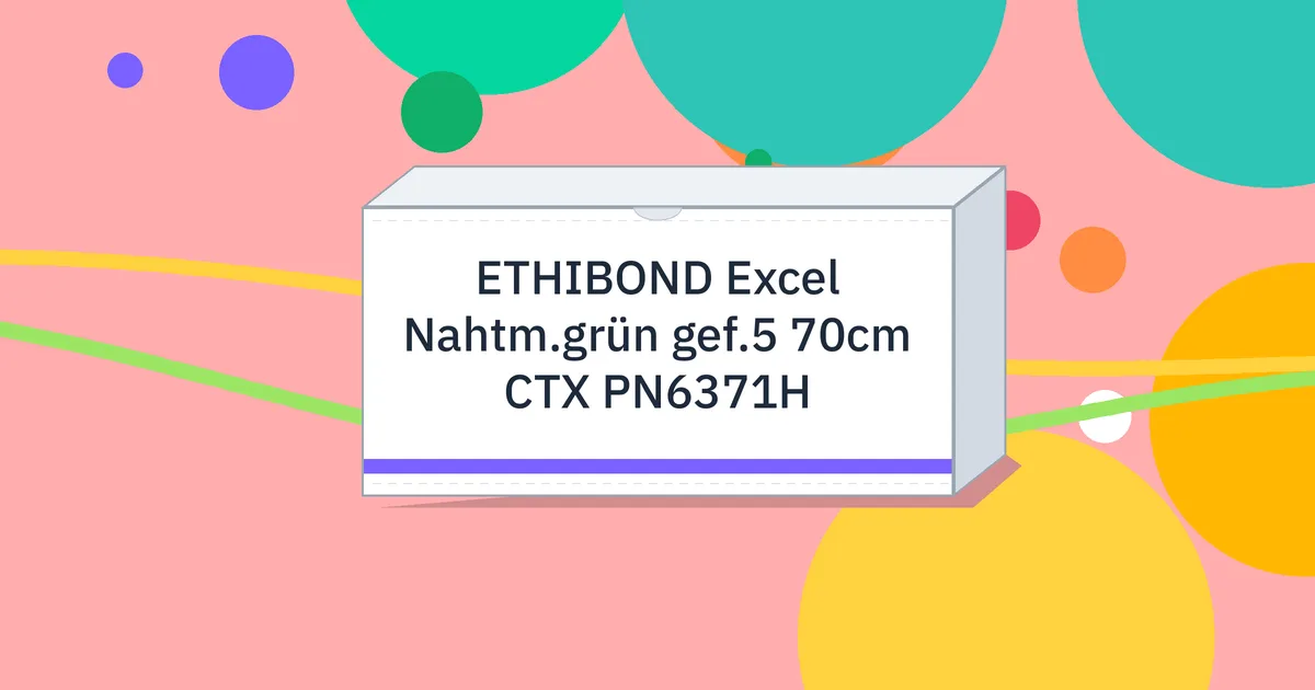 Symbolbild: Packung mit der Aufschrift ETHIBOND Excel Nahtm.grün gef.5 70cm CTX PN6371H (PZN 20924321) – Verfügbarkeit und Bezug in Apotheken in Frankfurt am Main
