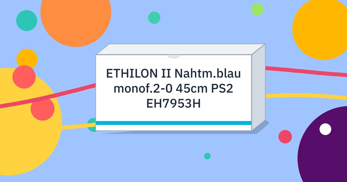 Symbolbild: Packung mit der Aufschrift ETHILON II Nahtm.blau monof.2-0 45cm PS2 EH7953H (PZN 19760512) – Verfügbarkeit und Bezug in Apotheken in Frankfurt am Main