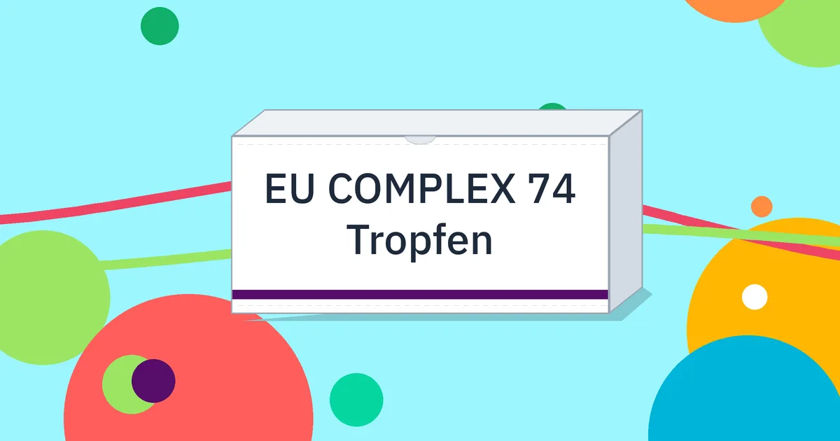 Symbolbild: Packung mit der Aufschrift EU COMPLEX 74 Tropfen (PZN 18351303) – Verfügbarkeit und Bezug in Apotheken in Frankfurt am Main