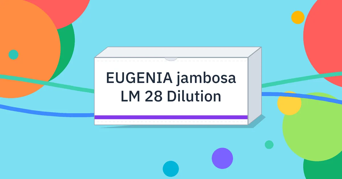 Symbolbild: Packung mit der Aufschrift EUGENIA jambosa LM 28 Dilution (PZN 13481113) – Verfügbarkeit und Bezug in Apotheken in Frankfurt am Main