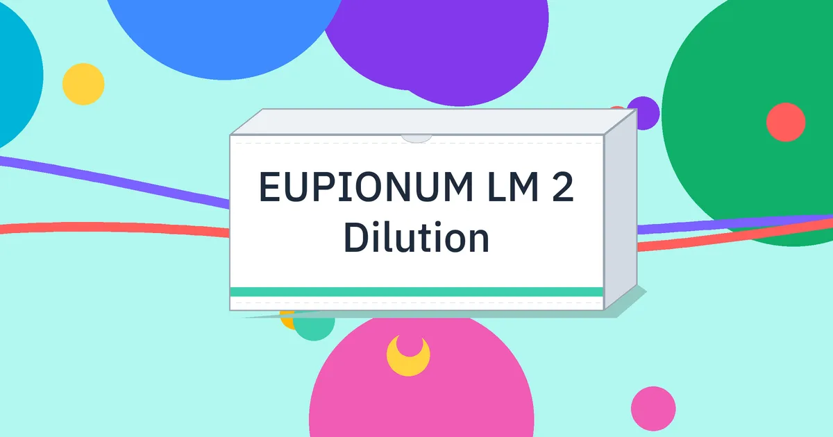 Symbolbild: Packung mit der Aufschrift EUPIONUM LM 2 Dilution (PZN 13483543) – Verfügbarkeit und Bezug in Apotheken in Frankfurt am Main