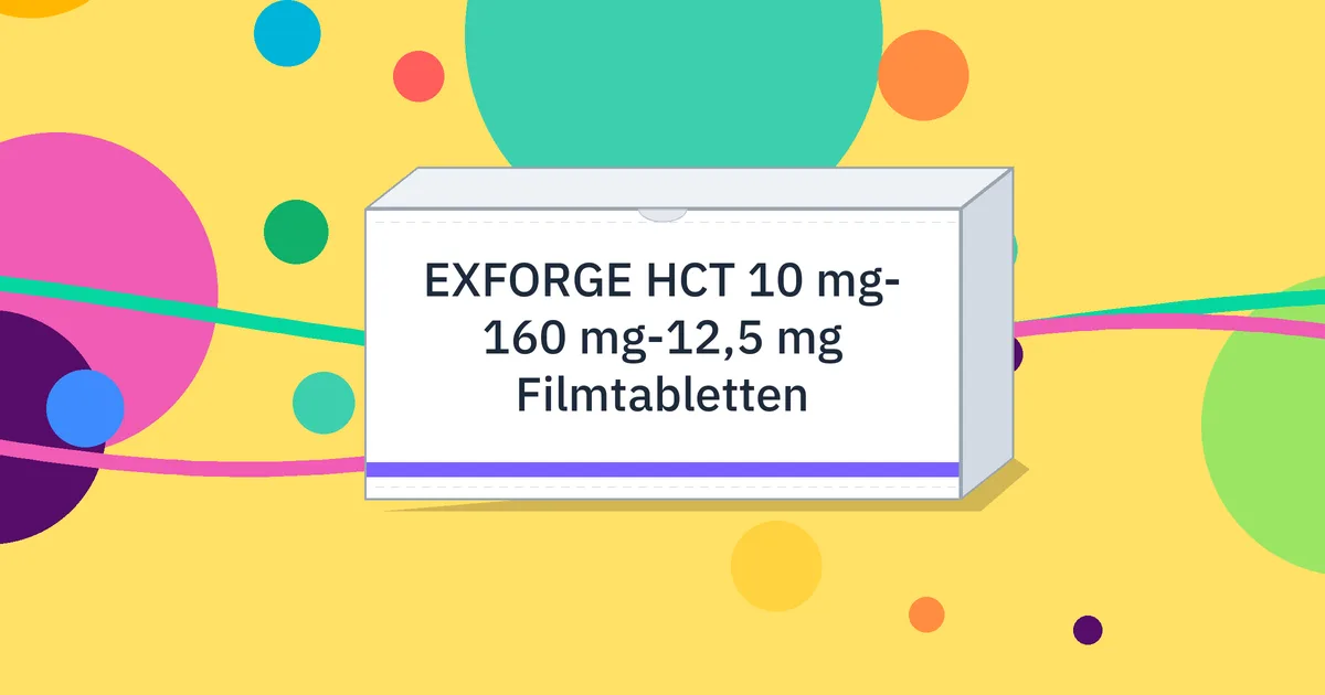 Symbolbild: Packung mit der Aufschrift EXFORGE HCT 10 mg-160 mg-12,5 mg Filmtabletten (PZN 12361803) – Verfügbarkeit und Bezug in Apotheken in Frankfurt am Main