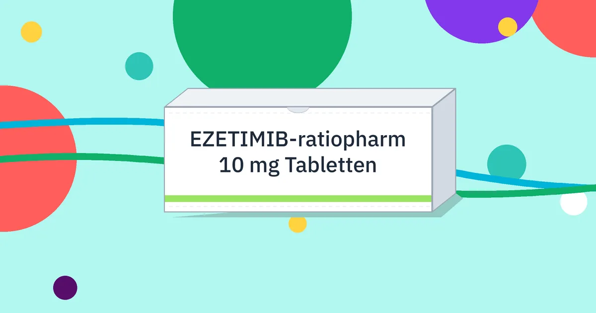 Symbolbild: Packung mit der Aufschrift EZETIMIB-ratiopharm 10 mg Tabletten (PZN 13572666) – Verfügbarkeit und Bezug in Apotheken in Frankfurt am Main