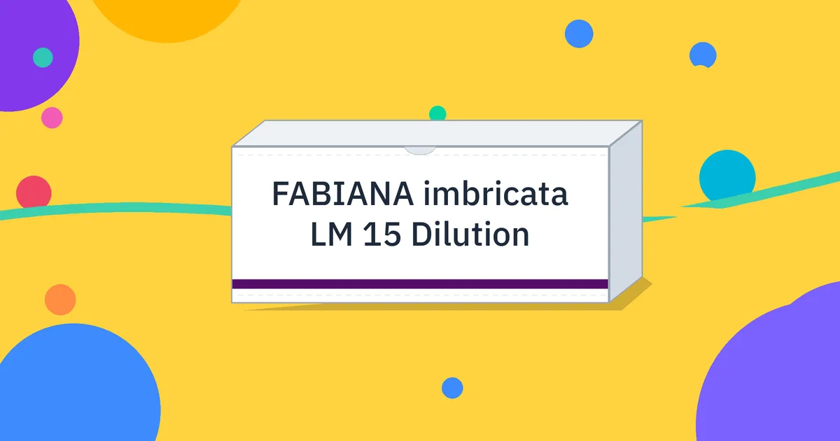 Symbolbild: Packung mit der Aufschrift FABIANA imbricata LM 15 Dilution (PZN 13485602) – Verfügbarkeit und Bezug in Apotheken in Frankfurt am Main