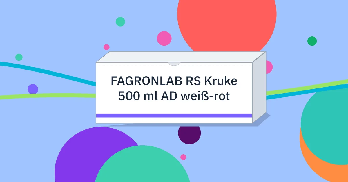 Symbolbild: Packung mit der Aufschrift FAGRONLAB RS Kruke 500 ml AD weiß-rot (PZN 20362277) – Verfügbarkeit und Bezug in Apotheken in Frankfurt am Main