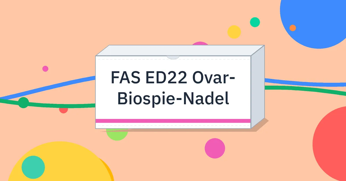 Symbolbild: Packung mit der Aufschrift FAS ED22 Ovar-Biospie-Nadel (PZN 18263349) – Verfügbarkeit und Bezug in Apotheken in Frankfurt am Main