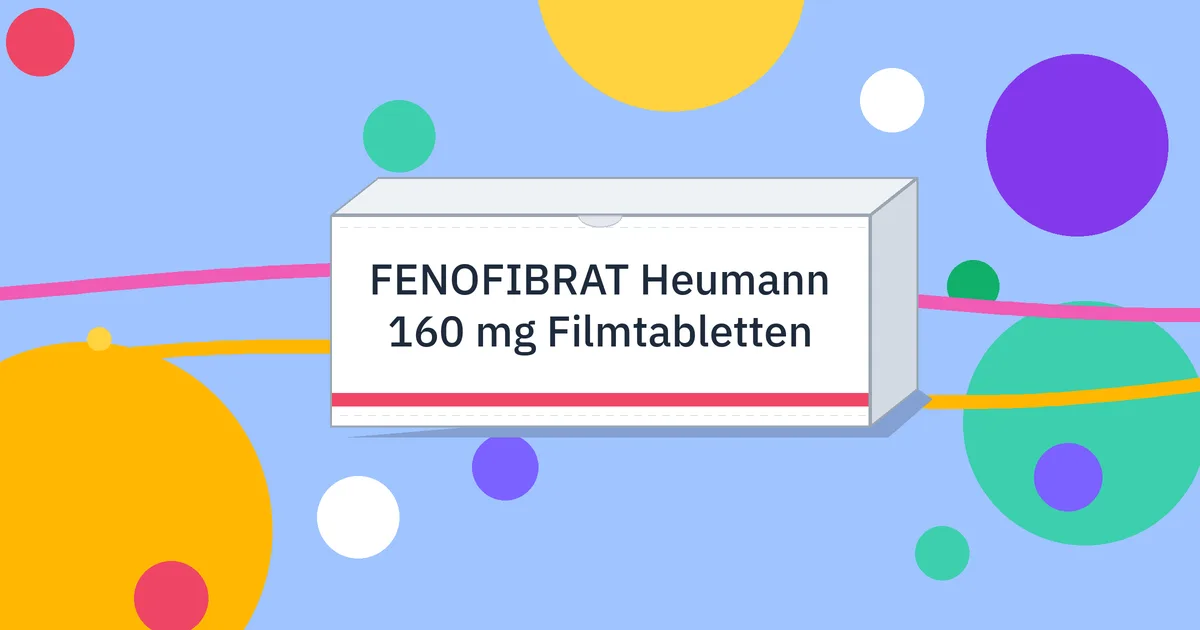 Symbolbild: Packung mit der Aufschrift FENOFIBRAT Heumann 160 mg Filmtabletten (PZN 11693259) – Verfügbarkeit und Bezug in Apotheken in Frankfurt am Main