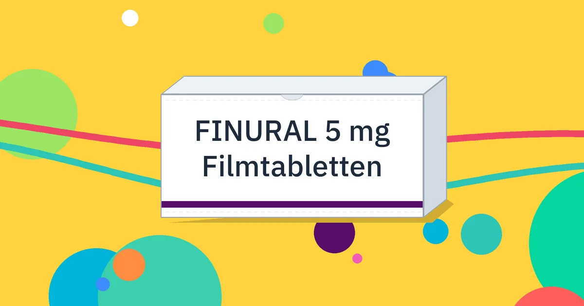 Symbolbild: Packung mit der Aufschrift FINURAL 5 mg Filmtabletten (PZN 03338490) – Verfügbarkeit und Bezug in Apotheken in Frankfurt am Main