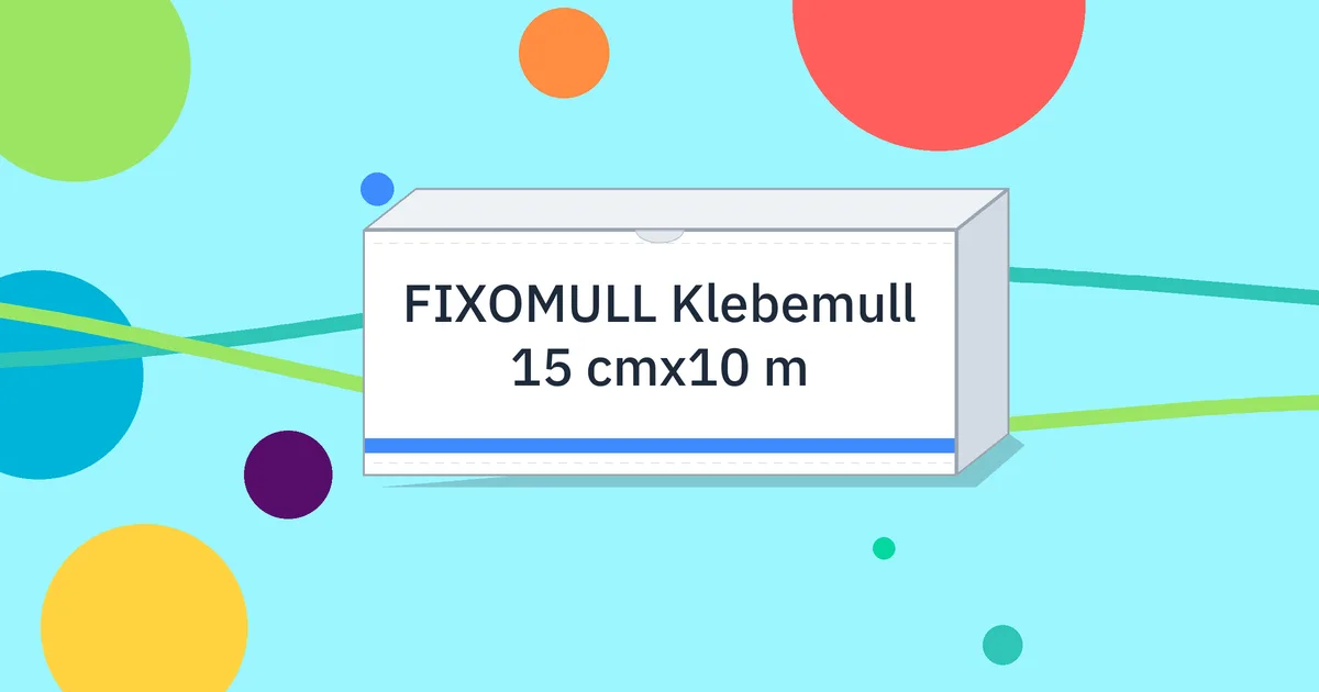 Symbolbild: Packung mit der Aufschrift FIXOMULL Klebemull 15 cmx10 m (PZN 15616818) – Verfügbarkeit und Bezug in Apotheken in Frankfurt am Main