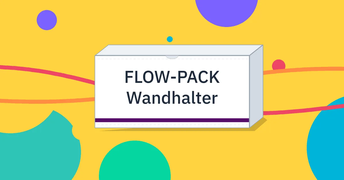 Symbolbild: Packung mit der Aufschrift FLOW-PACK Wandhalter (PZN 09397045) – Verfügbarkeit und Bezug in Apotheken in Frankfurt am Main