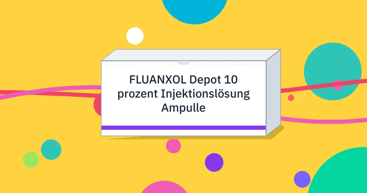 Symbolbild: Packung mit der Aufschrift FLUANXOL Depot 10 prozent Injektionslösung Ampulle (PZN 04193303) – Verfügbarkeit und Bezug in Apotheken in Frankfurt am Main