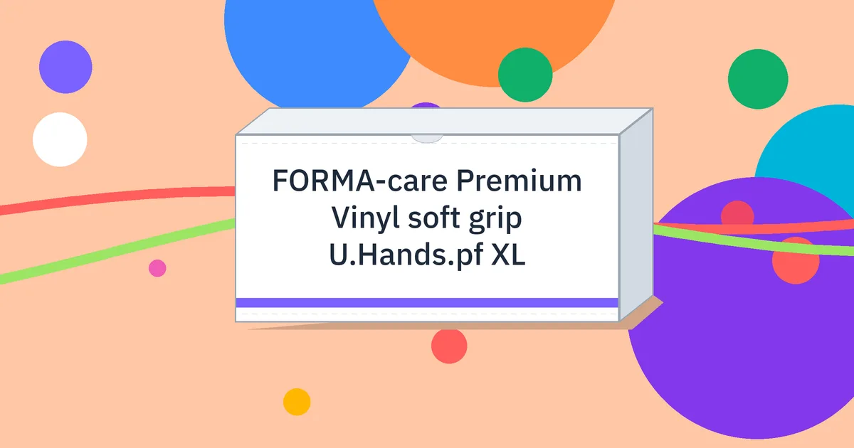 Symbolbild: Packung mit der Aufschrift FORMA-care Premium Vinyl soft grip U.Hands.pf XL (PZN 18023438) – Verfügbarkeit und Bezug in Apotheken in Frankfurt am Main