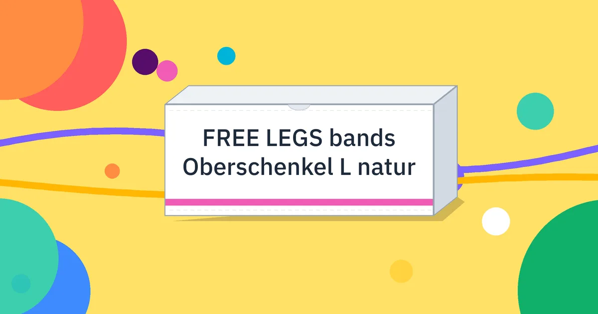 Symbolbild: Packung mit der Aufschrift FREE LEGS bands Oberschenkel L natur (PZN 16175368) – Verfügbarkeit und Bezug in Apotheken in Frankfurt am Main