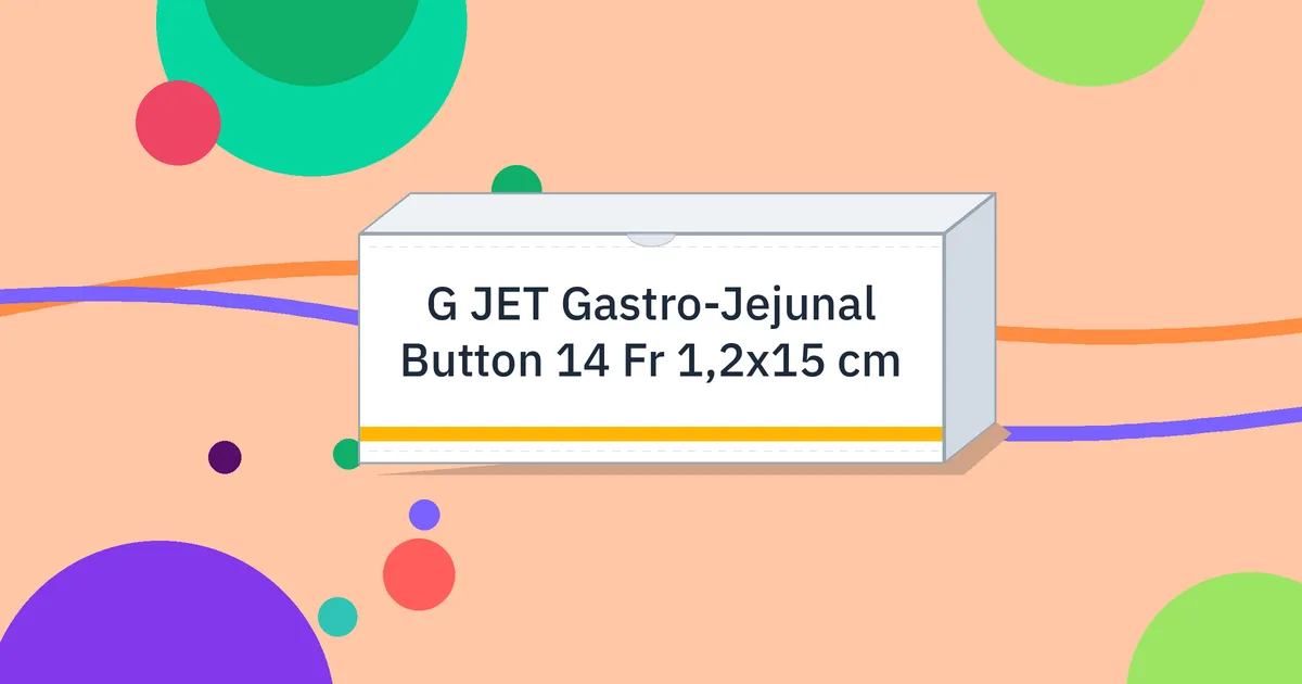 Symbolbild: Packung mit der Aufschrift G JET Gastro-Jejunal Button 14 Fr 1,2x15 cm (PZN 14342632) – Verfügbarkeit und Bezug in Apotheken in Frankfurt am Main