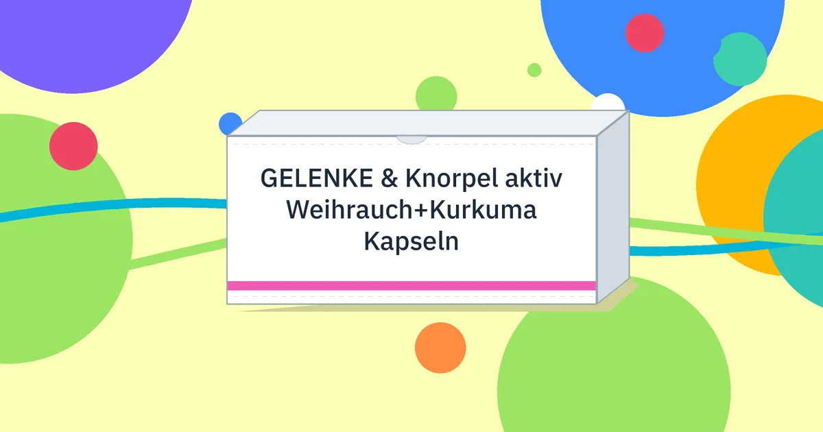 Symbolbild: Packung mit der Aufschrift GELENKE & Knorpel aktiv Weihrauch+Kurkuma Kapseln (PZN 18049679) – Verfügbarkeit und Bezug in Apotheken in Frankfurt am Main