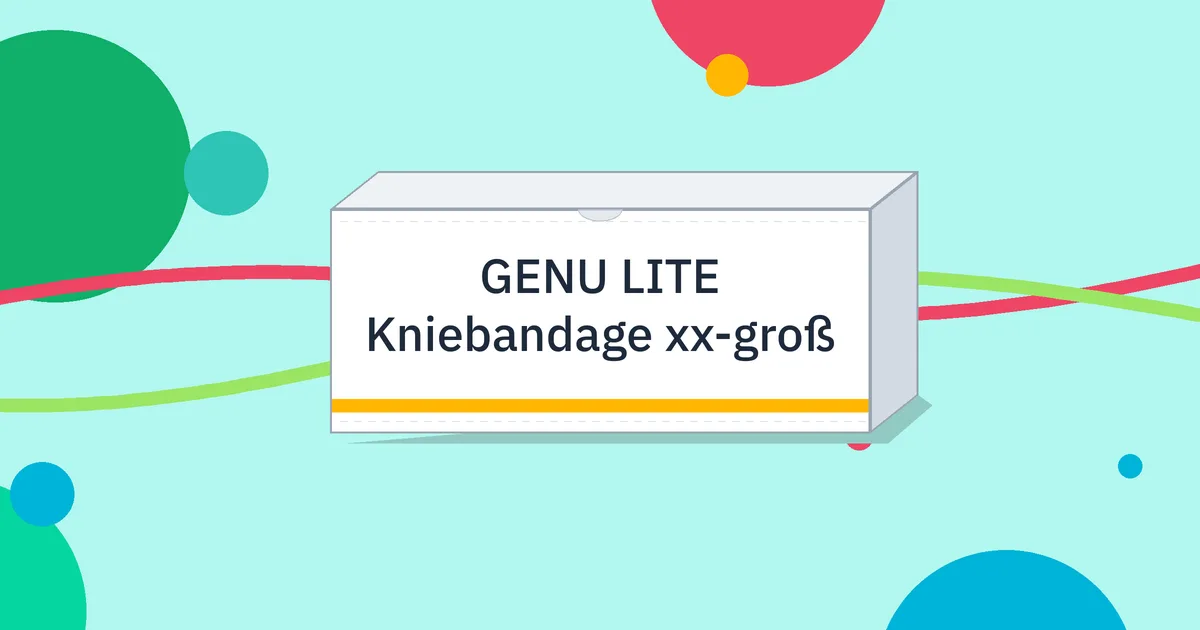 Symbolbild: Packung mit der Aufschrift GENU LITE Kniebandage xx-groß (PZN 04496742) – Verfügbarkeit und Bezug in Apotheken in Frankfurt am Main
