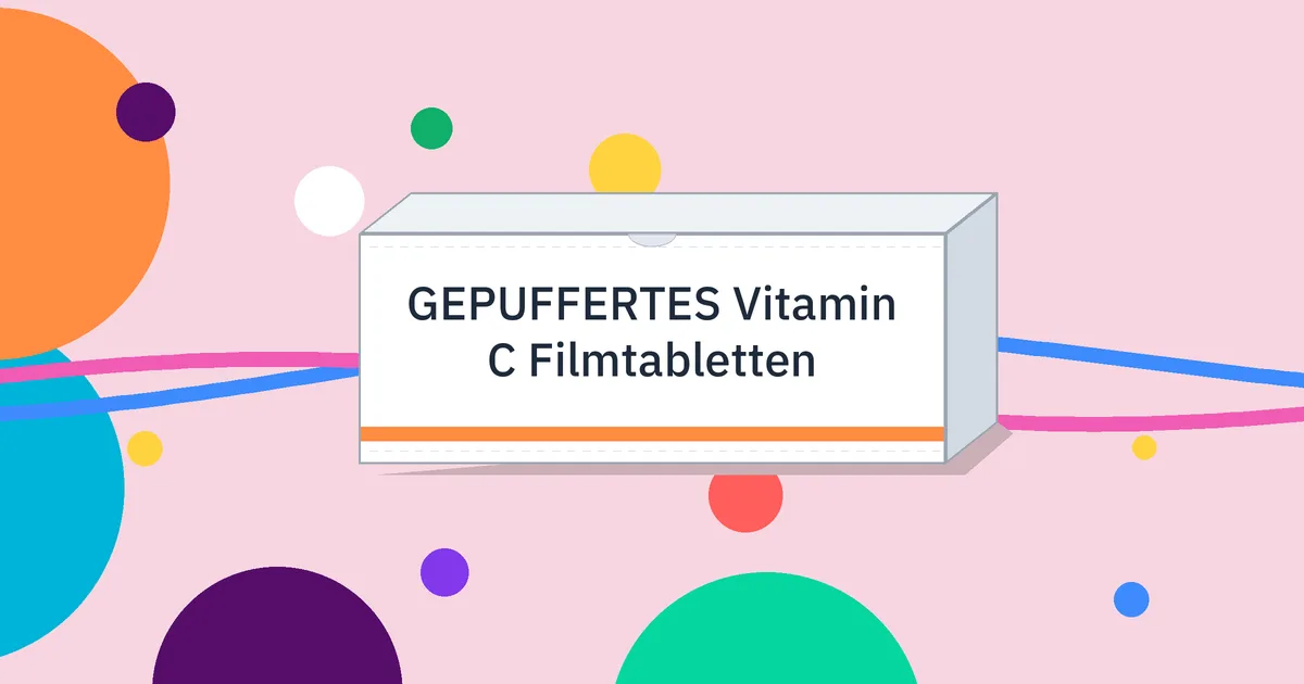 Symbolbild: Packung mit der Aufschrift GEPUFFERTES Vitamin C Filmtabletten (PZN 20592623) – Verfügbarkeit und Bezug in Apotheken in Frankfurt am Main